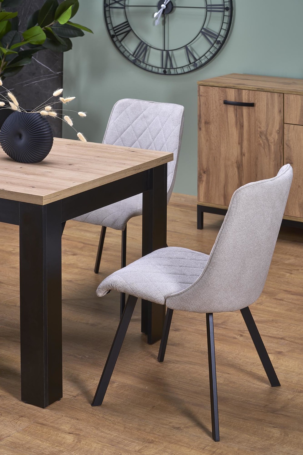 BAGIO stół rozkładany 120-160/80 cm dąb artisan/czarny - HALMAR