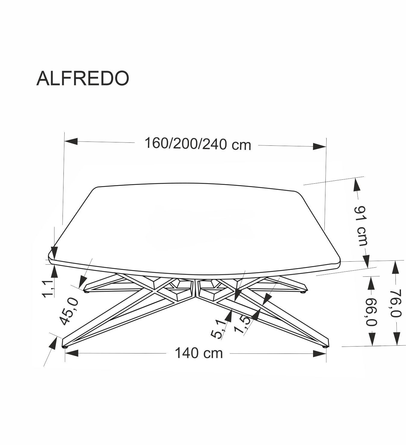 ALFREDO extension table, white marble / black - HALMAR