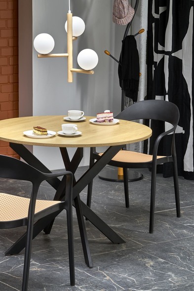 EDGAR table, top - golden oak, legs - black - HALMAR