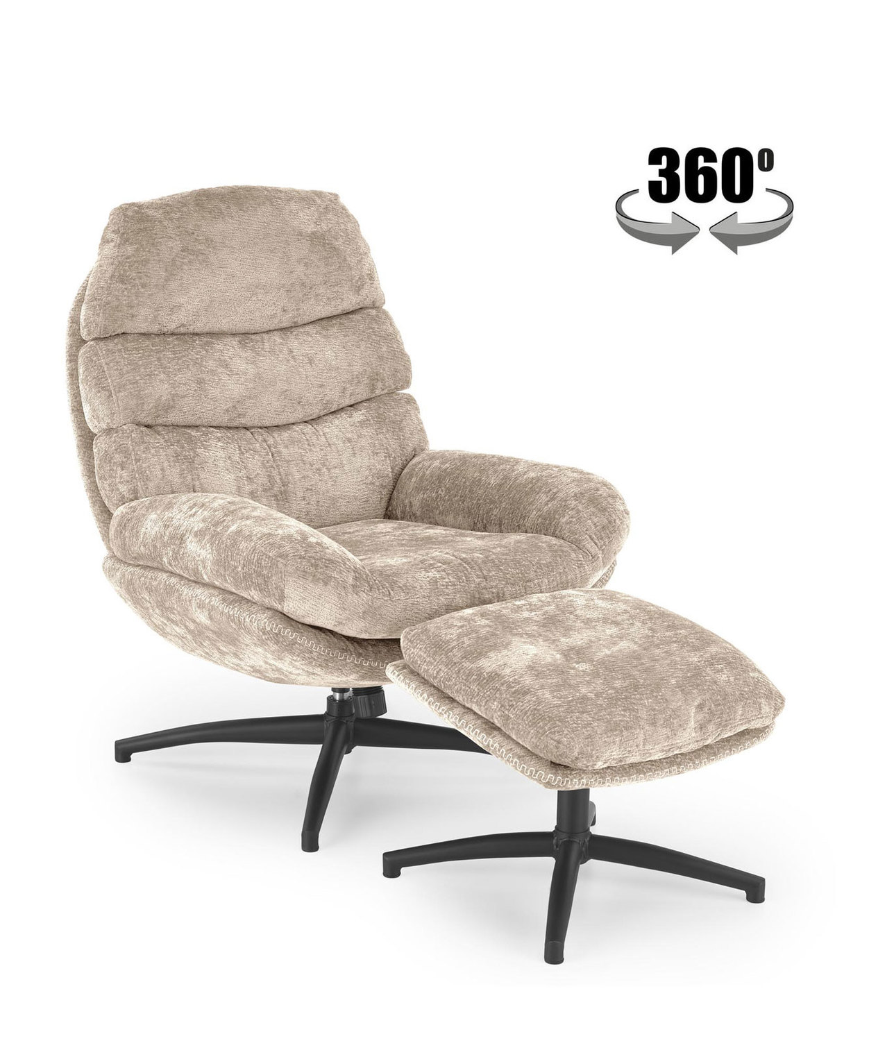 DARIO fotel wypoczynkowy z podnóżkiem oraz z funkcją kołyski, beżowy ...